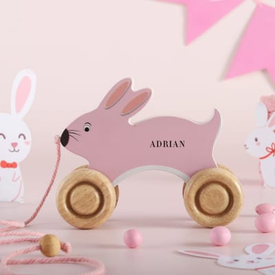 Buy/Send Personalized Wooden Pull along Bunny Toy Online | IGP | JVS1166821