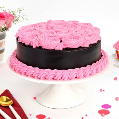 Order Pink Roses Chocolate Cake Half Kg Online at Best Price, Free ...