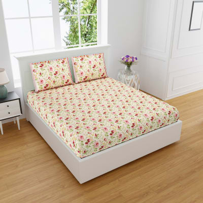 Buy/Send Pretty Floral Print Cotton Satin Double Bedsheet Online | IGP ...