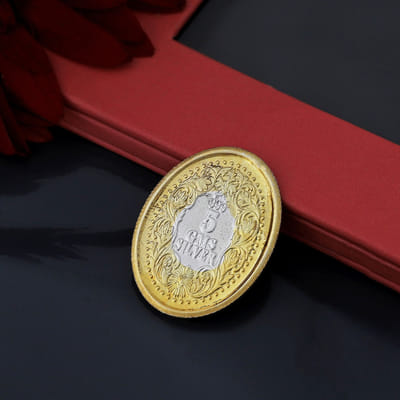 Buy/Send Pure 999 Silver 22K Gold Plated Oval Coin (5 gm) Online | IGP ...