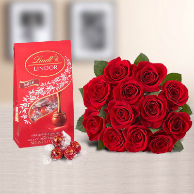 Red Roses & Lindor Truffles: Gift/Send New Year Gifts Online JVS1205008 ...