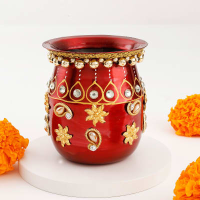 Buy/Send Sacred Red Karwa Chauth Kalash Online | IGP | JVS1334826