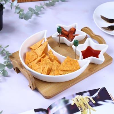 Buy/Send Serving Platter - Moon And Star - Bamboo Tray - Set Of 4 ...
