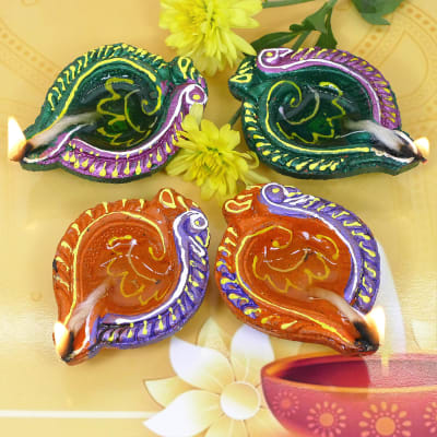 Set of 4 Diyas: Gift/Send Diwali Gifts Online JVS1190536 |IGP.com