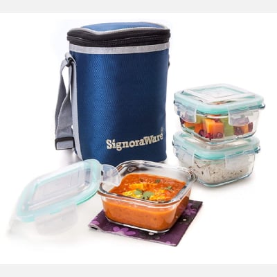 Buy/Send Signoraware Director Glass Lunch Box Set With Bag 1501 Online ...