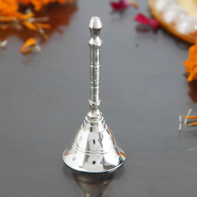 Silver Plated Pooja Bell: Gift/Send Festival Merchandize Gifts Online ...