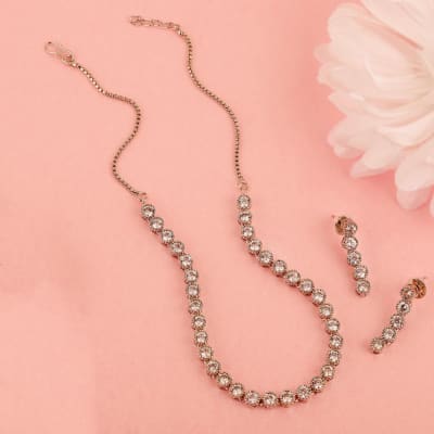 Buy/Send Single Line CZ Solitaire Necklace Set Online | IGP | J11152798