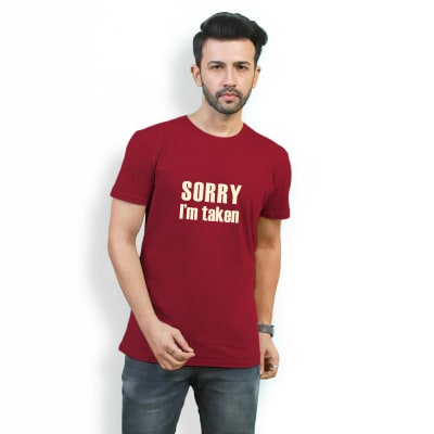 Buy/Send Sorry I'm Taken Mens T-shirt - Maroon Online | IGP | JVS1273556