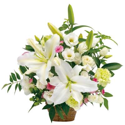 Buy/Send Sympathy arrangement in white with some pastel colors Online ...