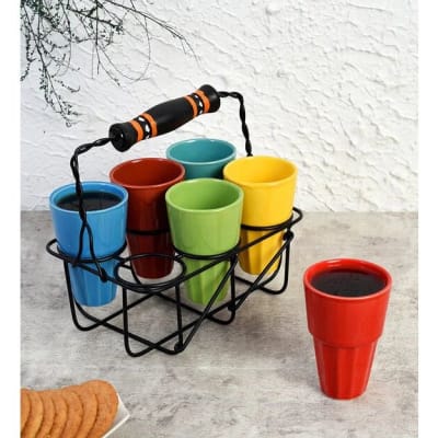 Buy/Send Tea Set Cutting Chai With Stand Set Of 6 Online | IGP | JVS1216485