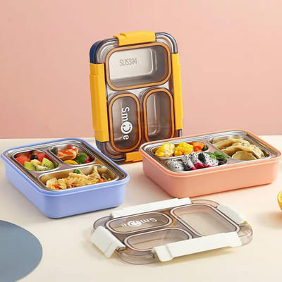 Buy/Send Three Compartment Lunch Box - Assorted - Single Piece Online ...