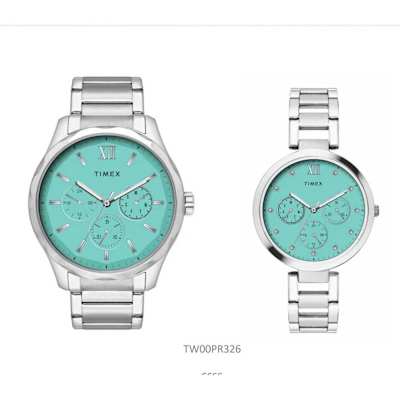 Buy/Send Timex Tiffany Blue Dial St Steel Bracelet Watch Set Online ...
