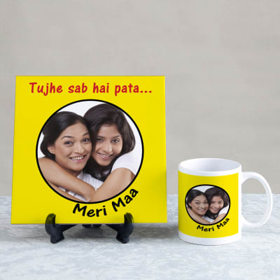 Tujhe Sab Hai Pata Maa Personalized Tile & Mug: Gift/Send Home Gifts ...