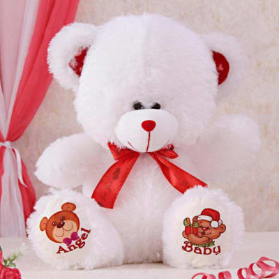 Buy/Send White & Red Teddy Bear Online | IGP | JVS1190085