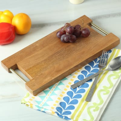 Wooden Platter with Brass Handles: Gift/Send Home and Living Gifts ...