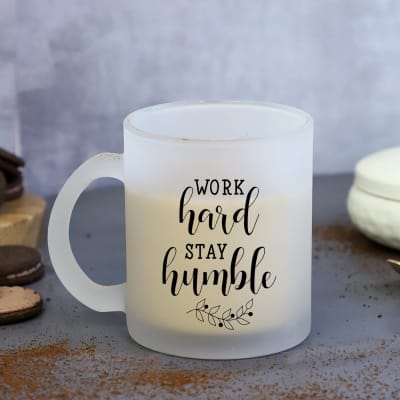 Work Hard Personalized Frosted Glass Mug: Gift/Send Rakhi Gifts Online ...