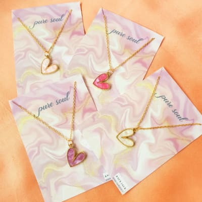 Buy/Send Y2K Charm Pendant Gold Necklace - Glass Heart - Single Piece ...