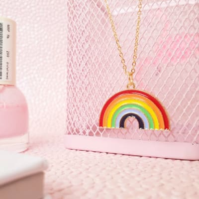 Buy/Send Y2K Charm Pendant Gold Necklace Rainbow Single Piece Online ...