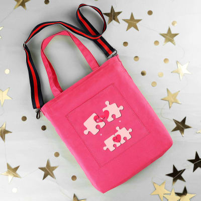 Buy/Send You Complete Me Canvas Tote Bag With Sling - Pop Pink Online ...