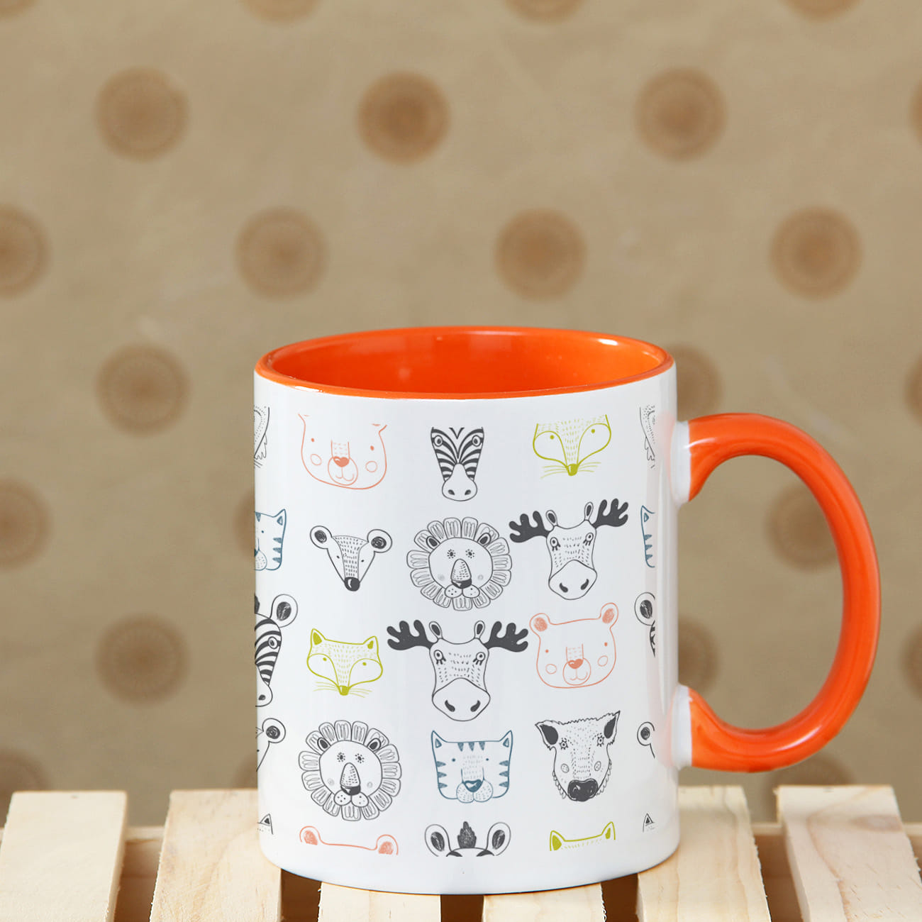 Cute Animals Printed Orange Handle Mug: Gift/Send Home and Living Gifts ...