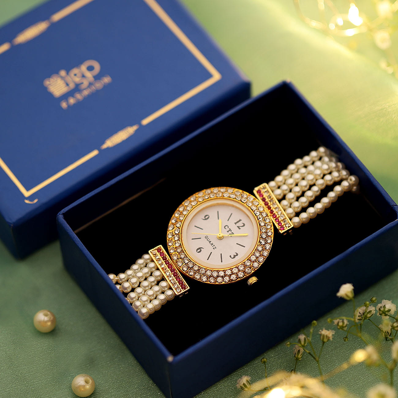 Designer Party Watch in Ivory and Coral: Gift/Send Fashion and ...
