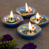 Hand Painted Clay Diya Set: Gift/Send Diwali Gifts Online J11103409 ...