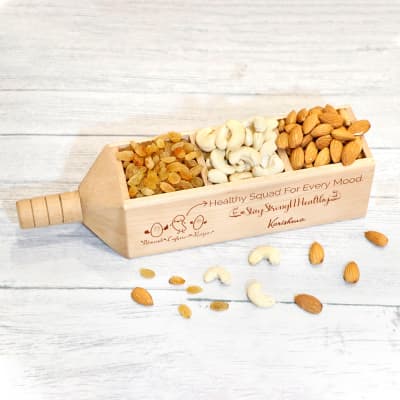 Dry Fruits with Personalized Wooden Holder: Gift/Send Gourmet Gifts ...