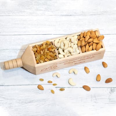 Dry Fruits with Personalized Wooden Holder: Gift/Send Gourmet Gifts ...